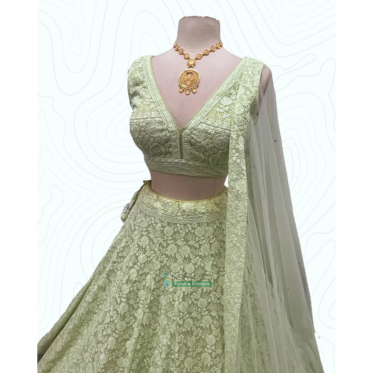 Mint Chicken Lehenga Set – Nepmart | Your Saree & Lehenga shop