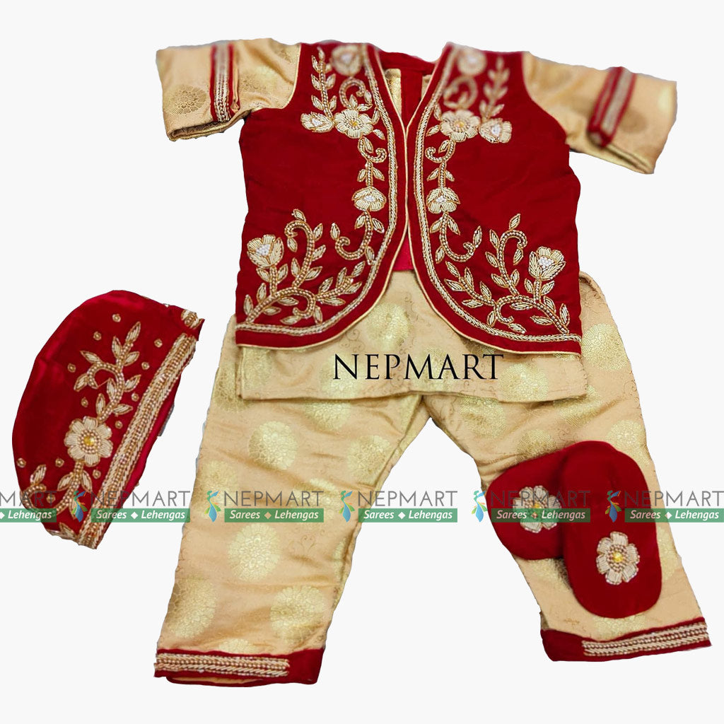 Red Velvet Pasni Set – Nepmart | Your Saree & Lehenga Shop