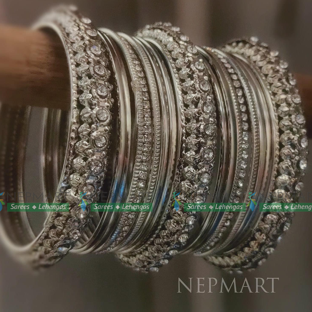 Silver Bangle Chura Set – Nepmart | Your Saree & Lehenga Shop