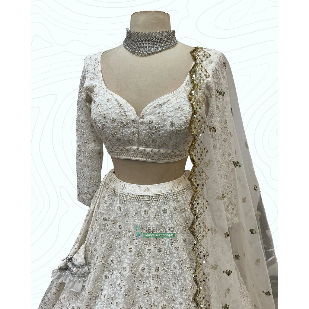 White Chicken Fabrics Lehenga Set – Nepmart | Your Saree & Lehenga shop